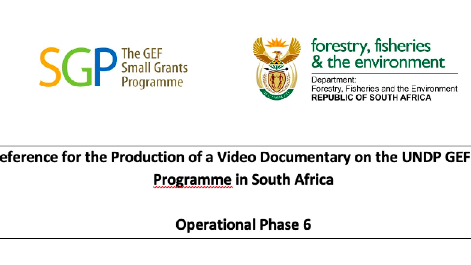 Terms of Reference for the Production of a Video Documentary on the ...