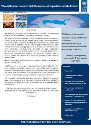 1st Issue of the ‘Strengthening Disaster Risk Management Capacities in ...